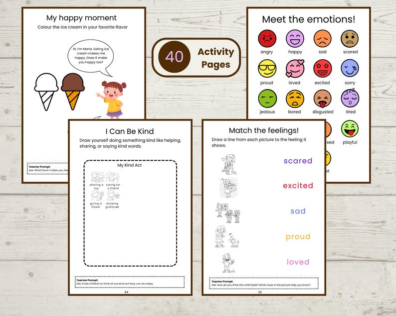 Emotions Activity Book – Printable SEL Workbook for Preschoolers, Ages ...