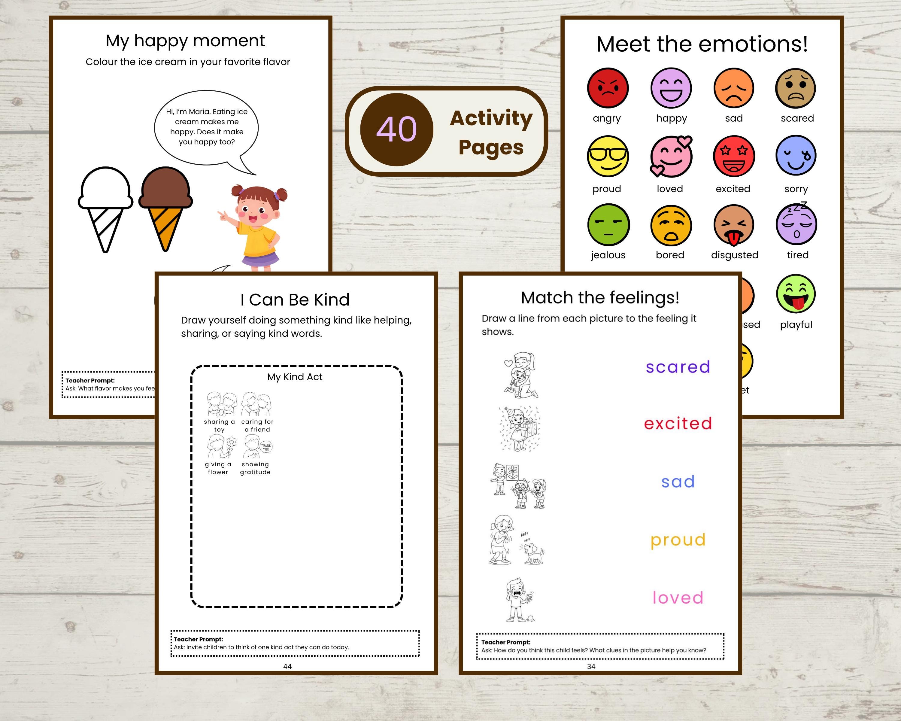 Emotions Activity Book – Printable SEL Workbook for Preschoolers, Ages ...
