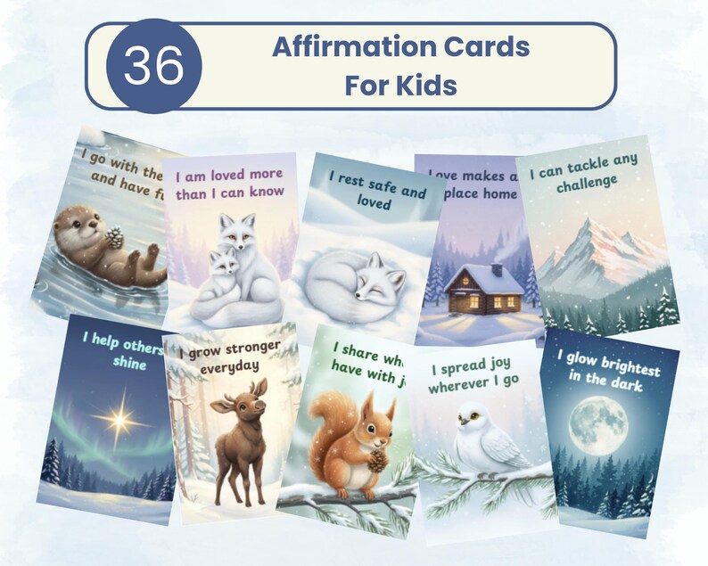 Winter Affirmation Cards for Kids | 36 Positive Mindset Cards | Calm ...