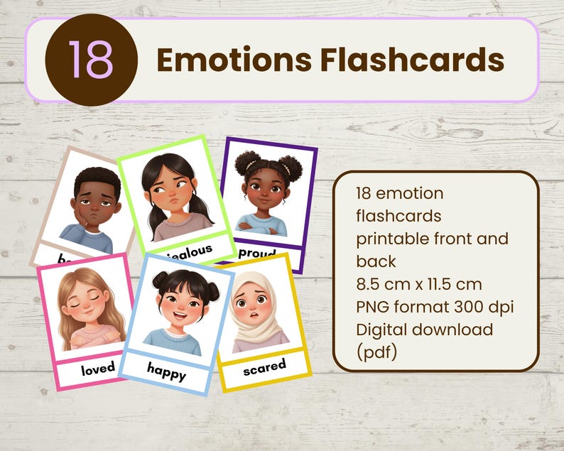 Printable Emotion Flashcards for Preschool | Social Emotional Learning ...