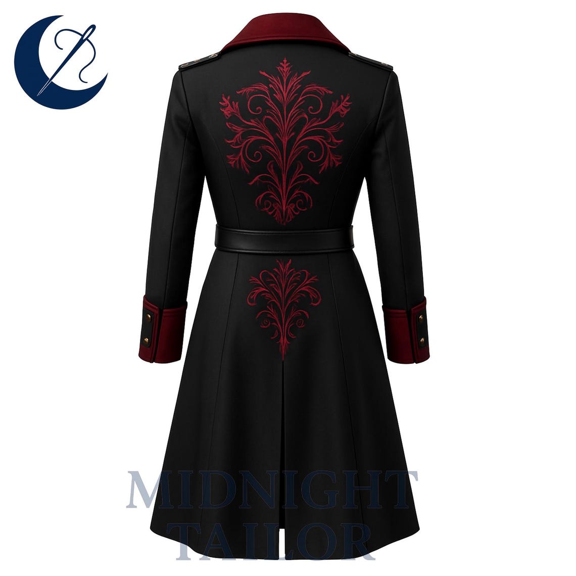 Victorian Gothic Vampire Coat With Red Embroidered Steampunk Jacket ...