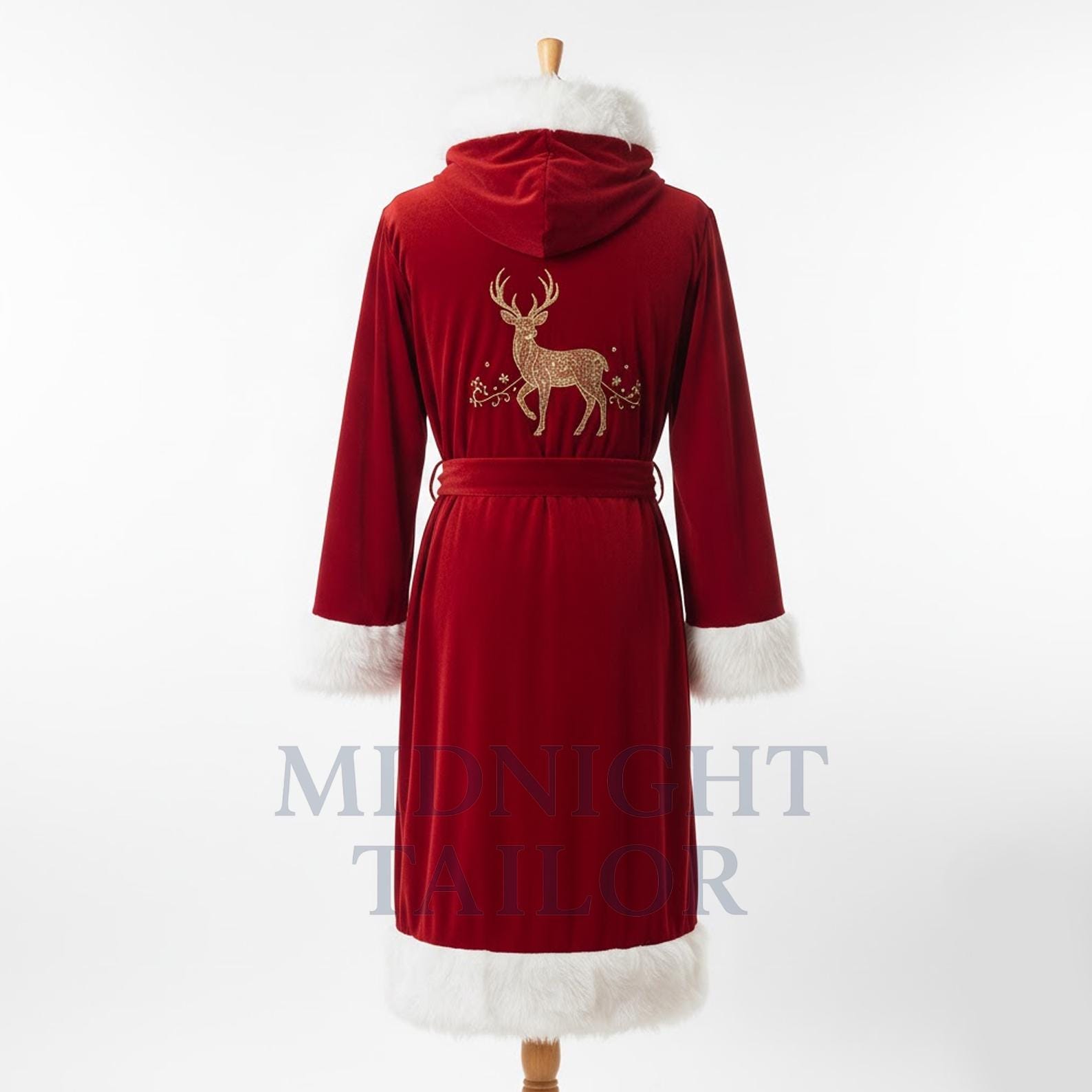 Royal Santa Claus Robe Red Velvet Christmas Coat With White Fur Trim ...