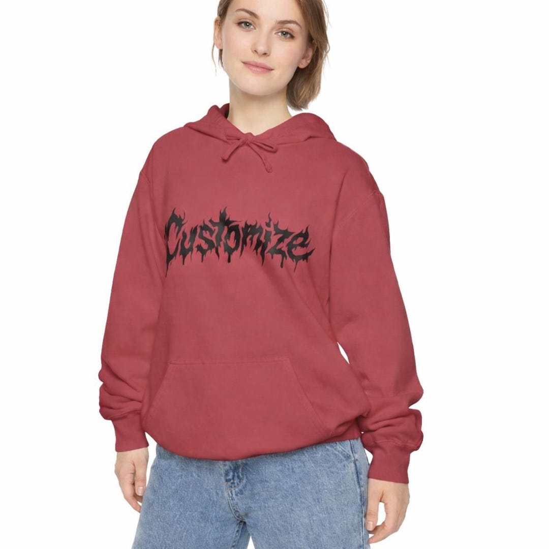 Custom Comfort Colors® Hoodie Personalized Flame Drippy Text DTG ...