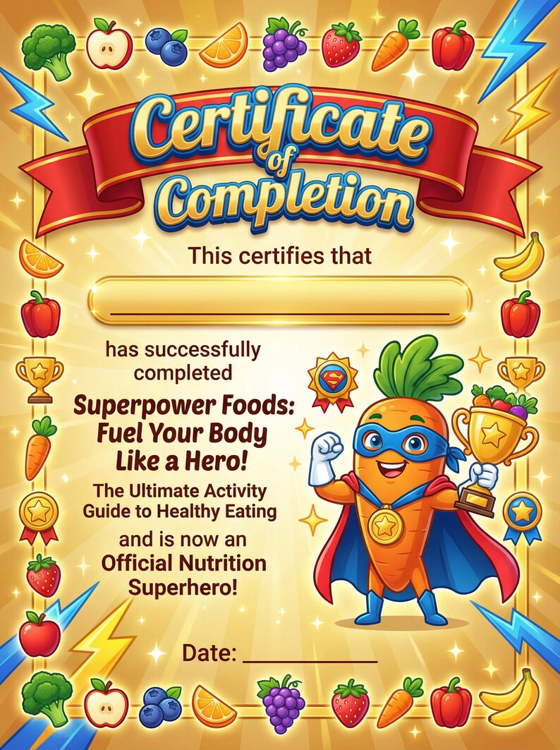 Superpower Foods Activity Book for Kids, Ages 5-9, Nutrition, Printable ...