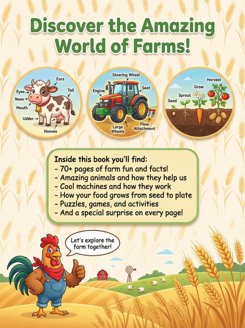 Farm Activity Book for Kids Ages 5-9, Farm Animals, Farm Life & Fun ...