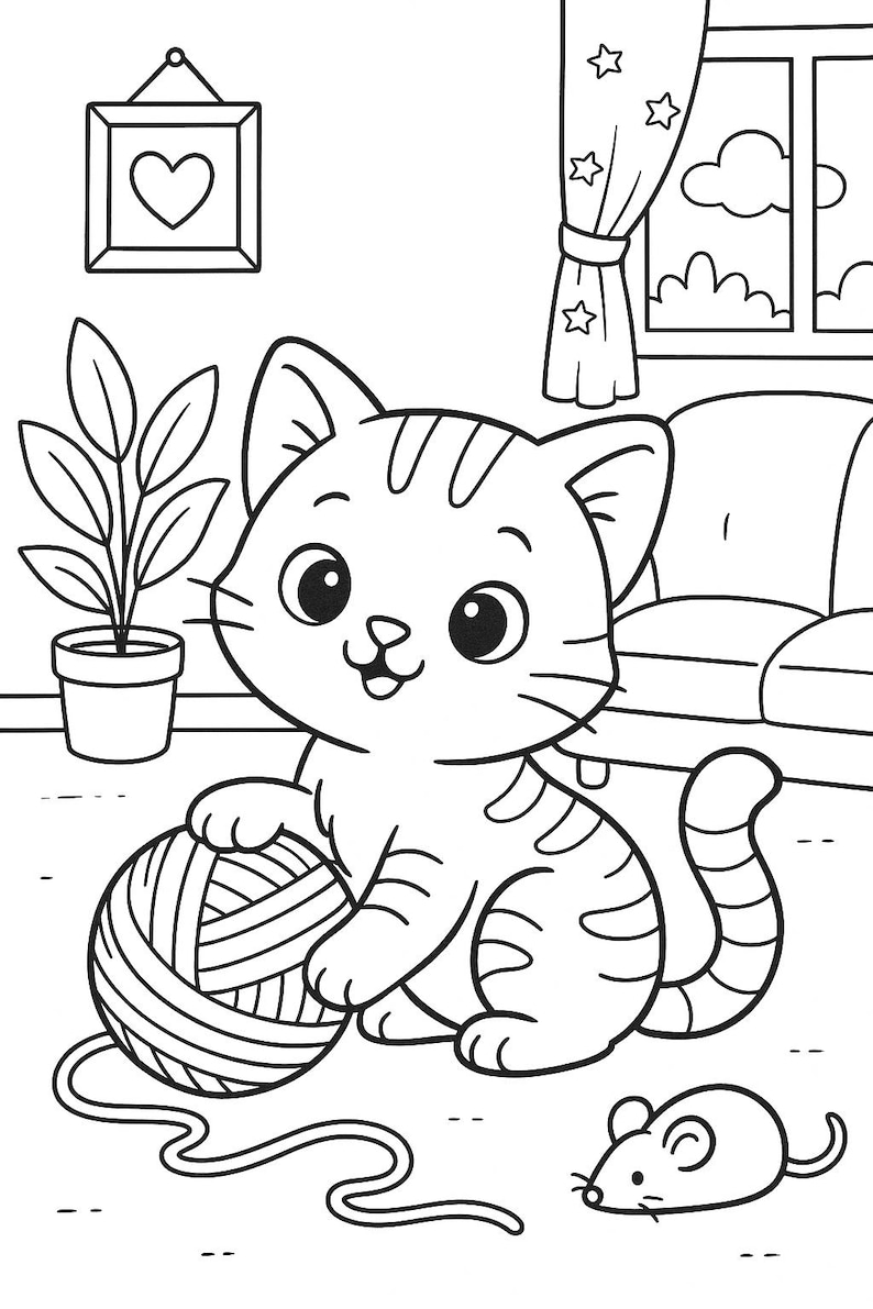 Printable 20 Cutie Cat Coloring Pages for Kids – Kittens in Different ...