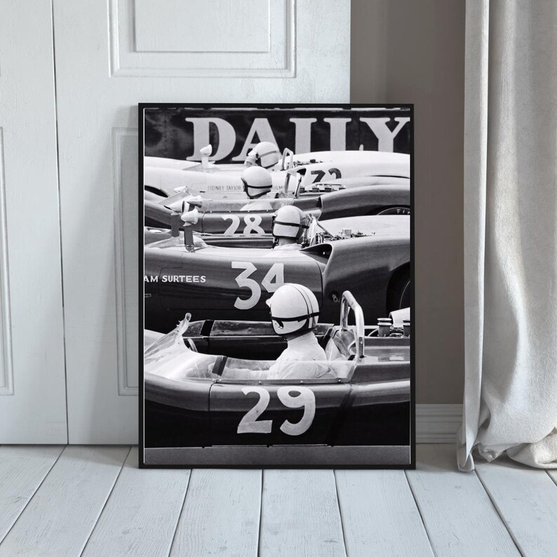 Vintage Formula 1 Poster: 1960s F1 Start Line Photography, Team Surtees ...