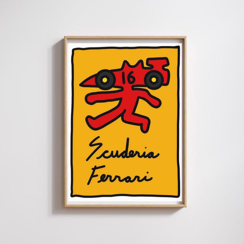 Ferrari F1 Poster, Keith Haring Style Art, Charles Leclerc Print, Pop ...