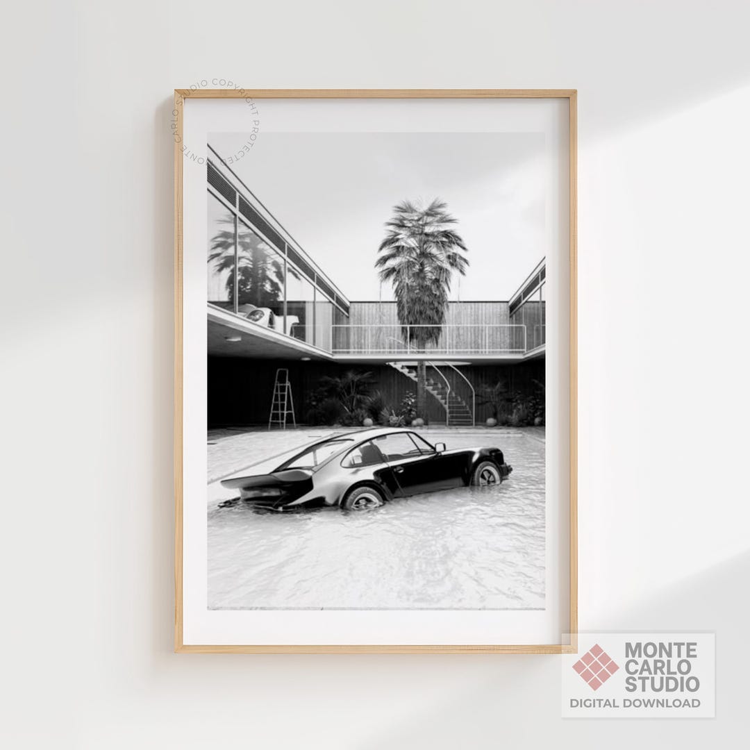 Porsche 911 Pool Print, Vintage Porsche Photo, Mid-century Modern Pool ...