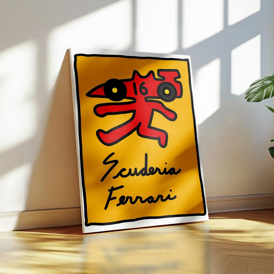 Ferrari F1 Poster, Keith Haring Style Art, Charles Leclerc Print, Pop ...