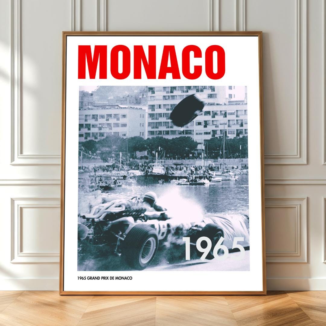 1965 Monaco Grand Prix Poster, F1 Crash Photo, Vintage Racing History ...