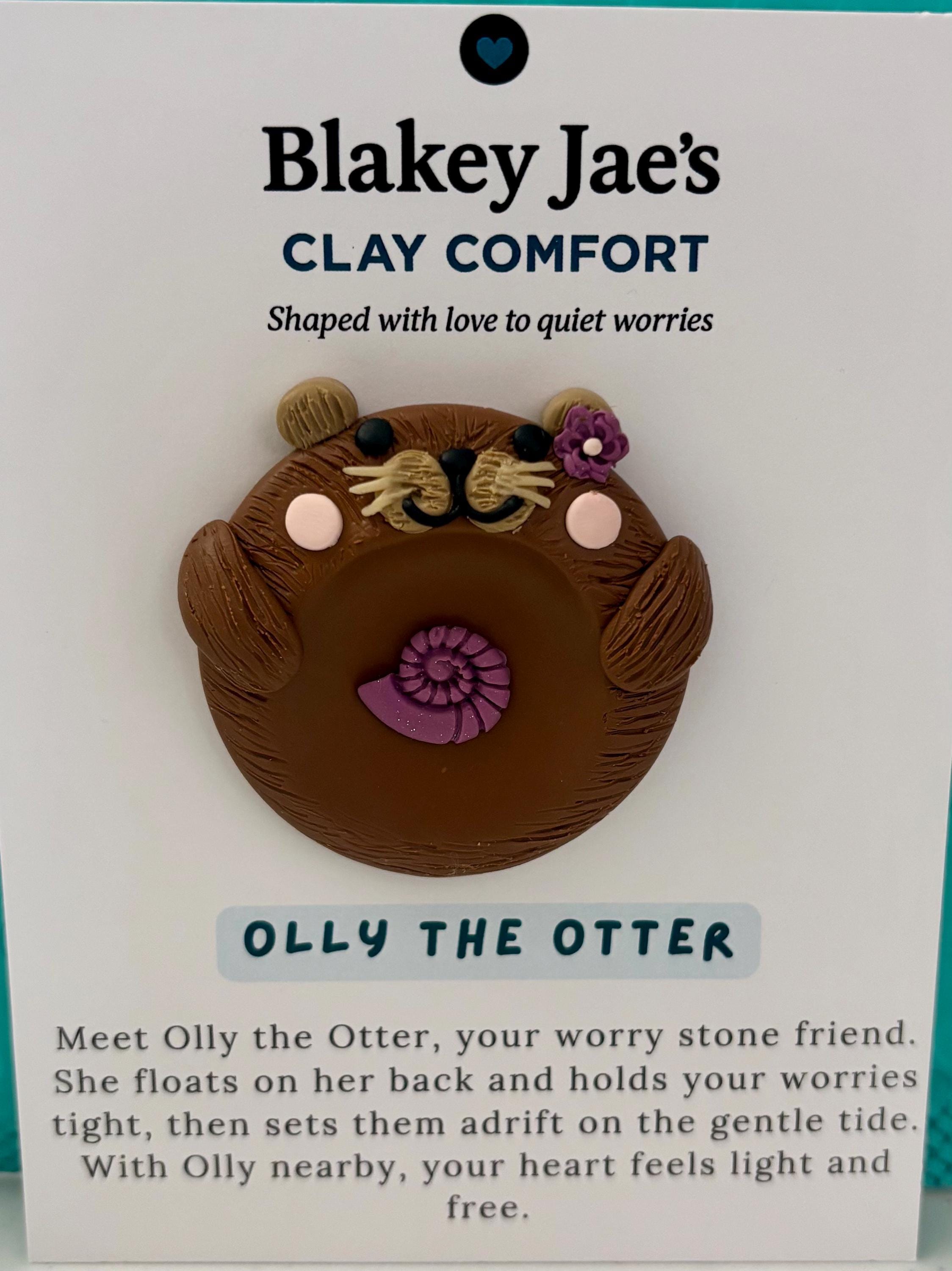 Handmade Clay Worry Stone · Stress Relief Pocket Stone for Calm & Anxiety - Olly the Otter - Etsy