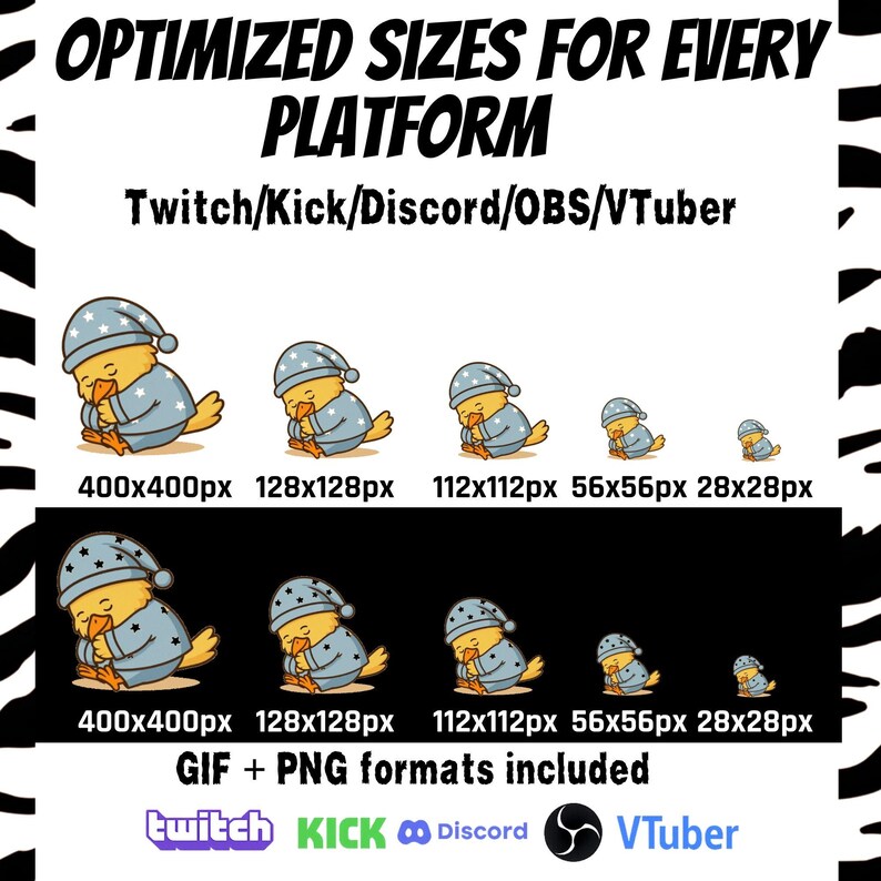 Sleeping Chicken Emote: Pajama Nod off - Twitch, Discord, Vtuber (GIF ...