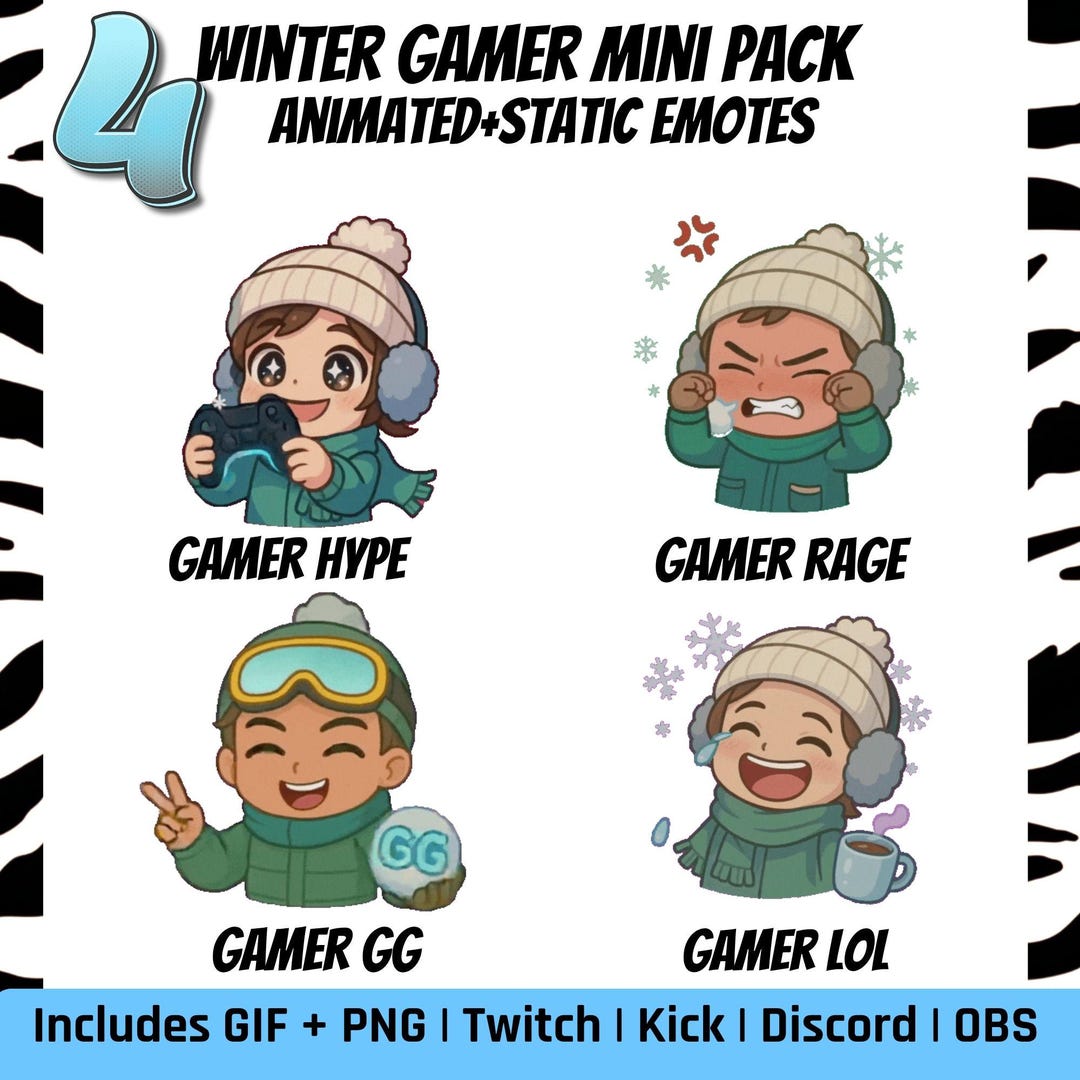 Winter Gamer Emotes: Animated Streamer Mini Pack (GIF, PNG) - Etsy