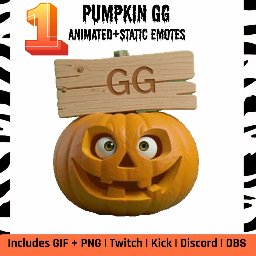 Pumpkin GG Animated Emote: Halloween Twitch, Discord, Kick (GIF + PNG ...