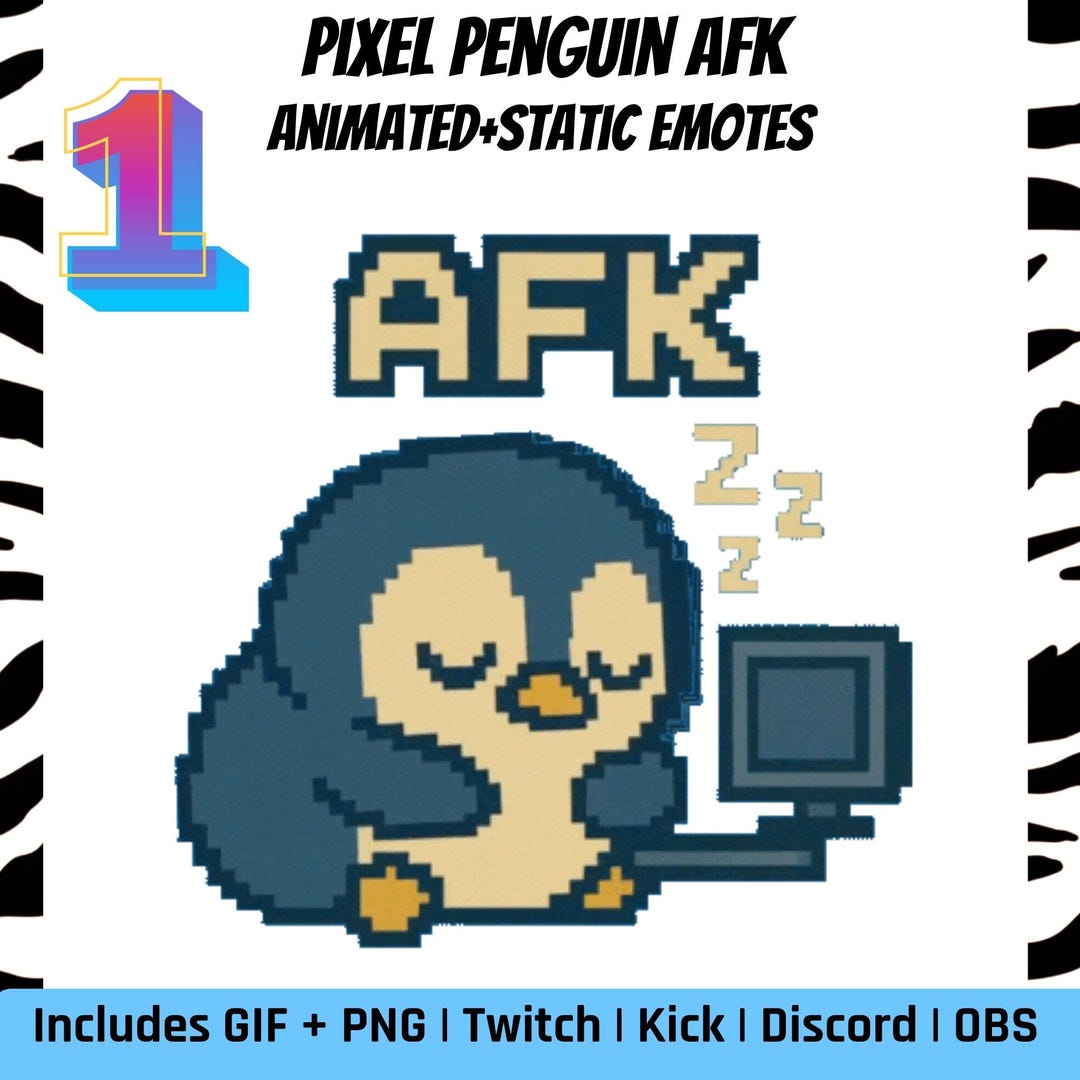 Pixel Penguin AFK Emote: Animated Streamer Reaction (GIF, PNG) - Etsy