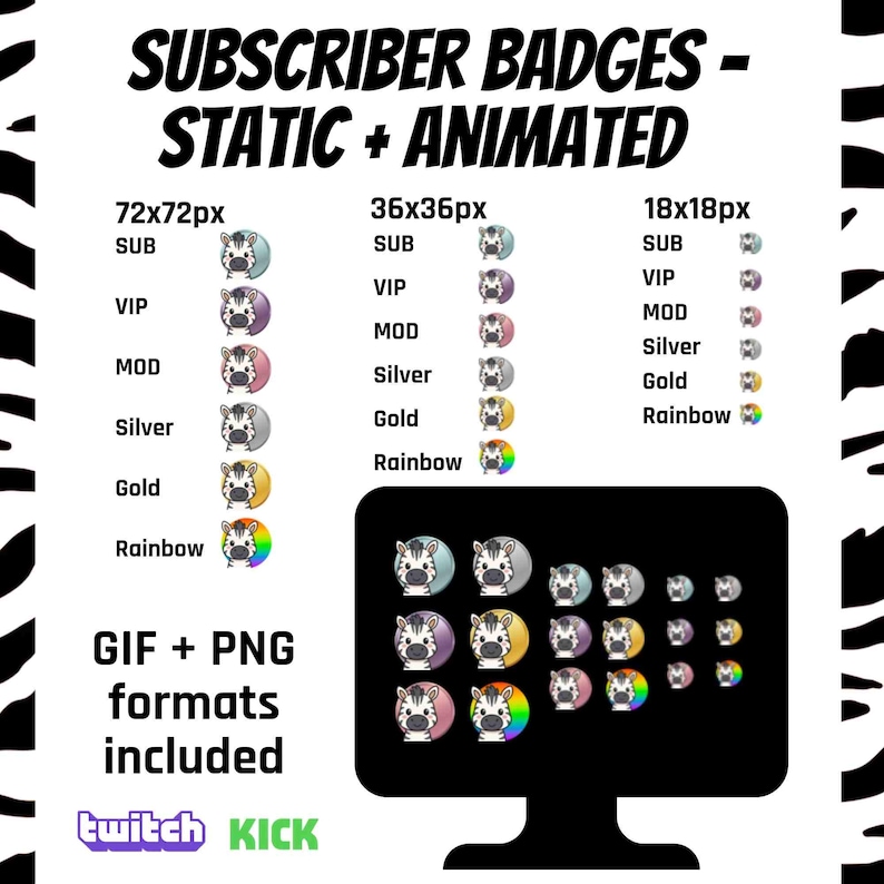 Mad Zebra Animated Emotes & Badges: Twitch, Kick, Discord (96 Files ...