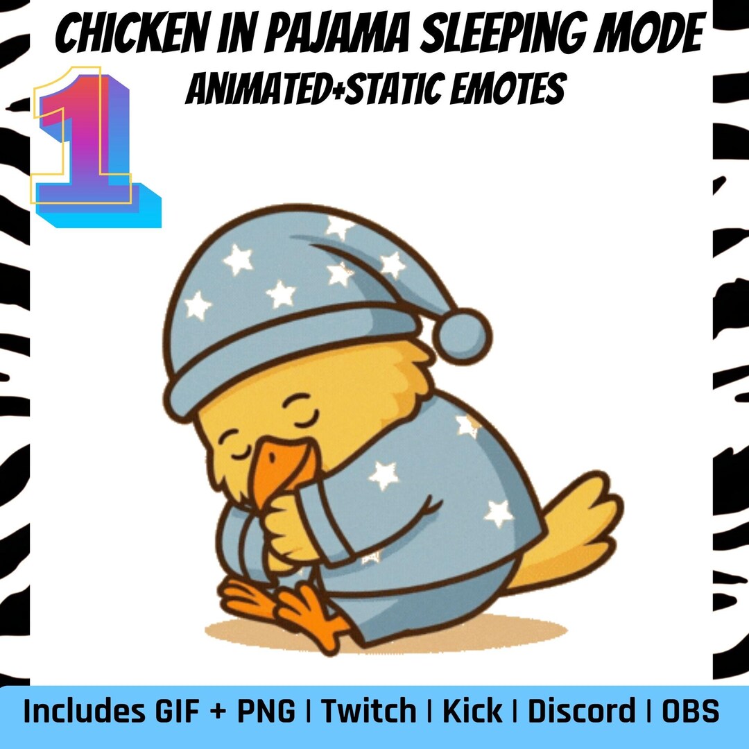 Sleeping Chicken Emote: Pajama Nod off - Twitch, Discord, Vtuber (GIF ...