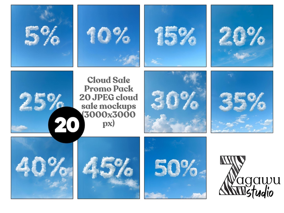 Cloud Mockups, Percentage Graphics, JPEG Promo Pack (digital Download ...