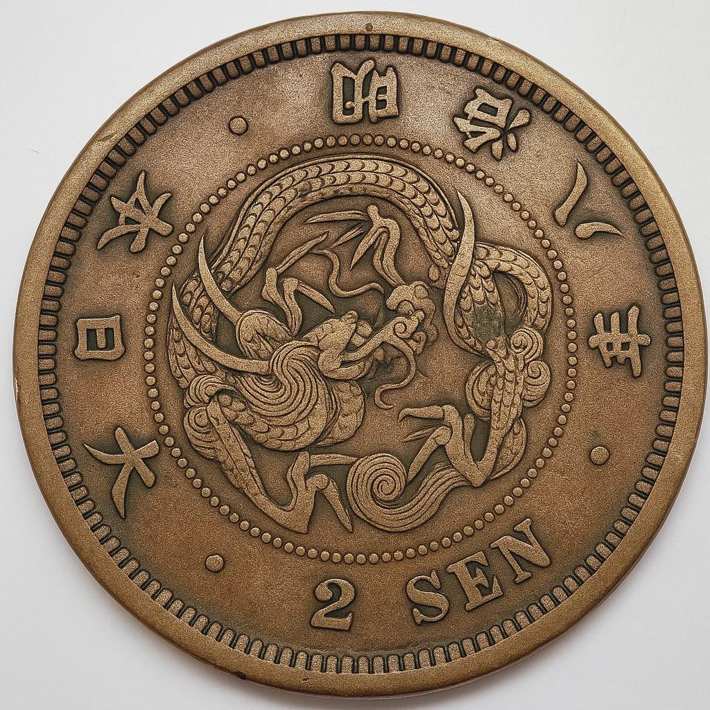 1873–1892 Japanese Meiji 2 Sen Dragon Coin – Antique Collectible From ...