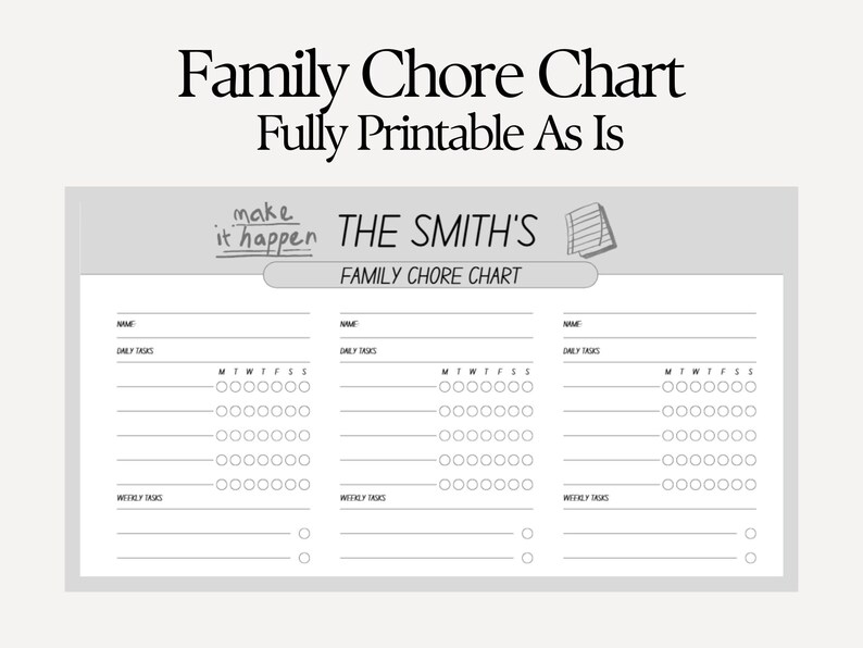 Editable Family Chart Canva Template | DIY Organization (PDF Download ...