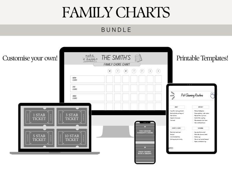 Editable Family Chart Canva Template | DIY Organization (PDF Download ...