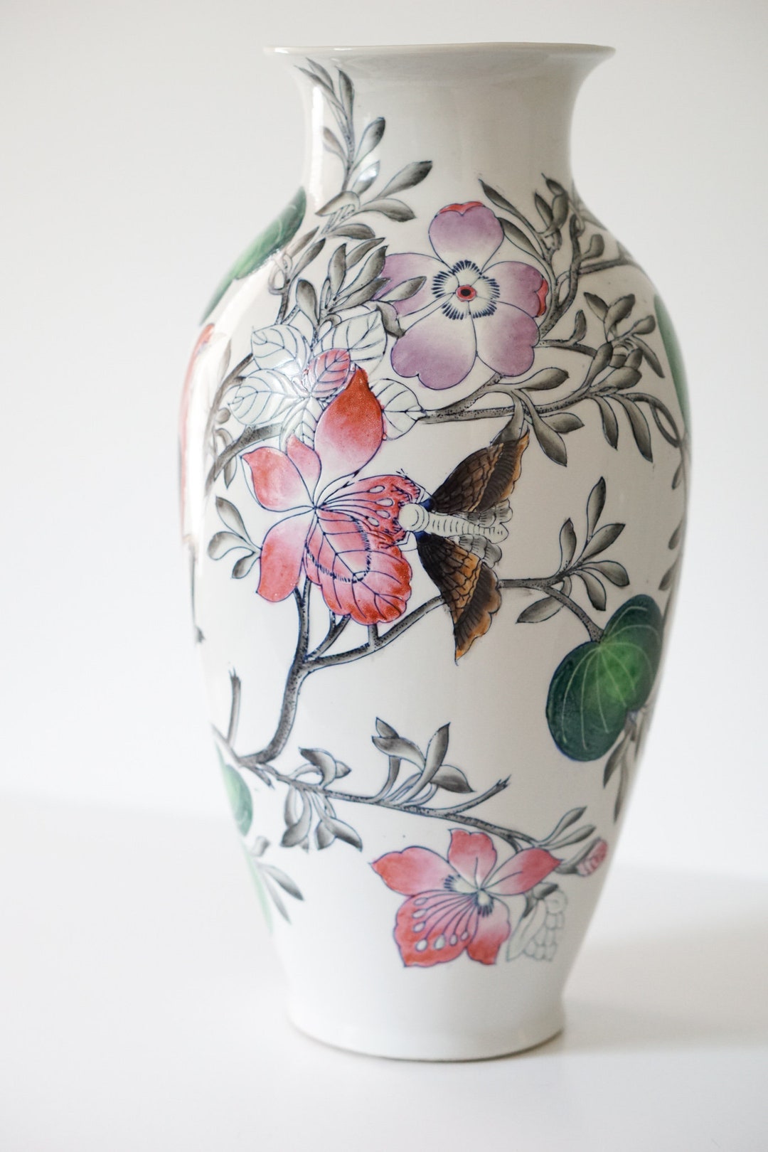 CHINOISERIE Tall Lotus Flower Vase--porcelain Flower Vase - Etsy