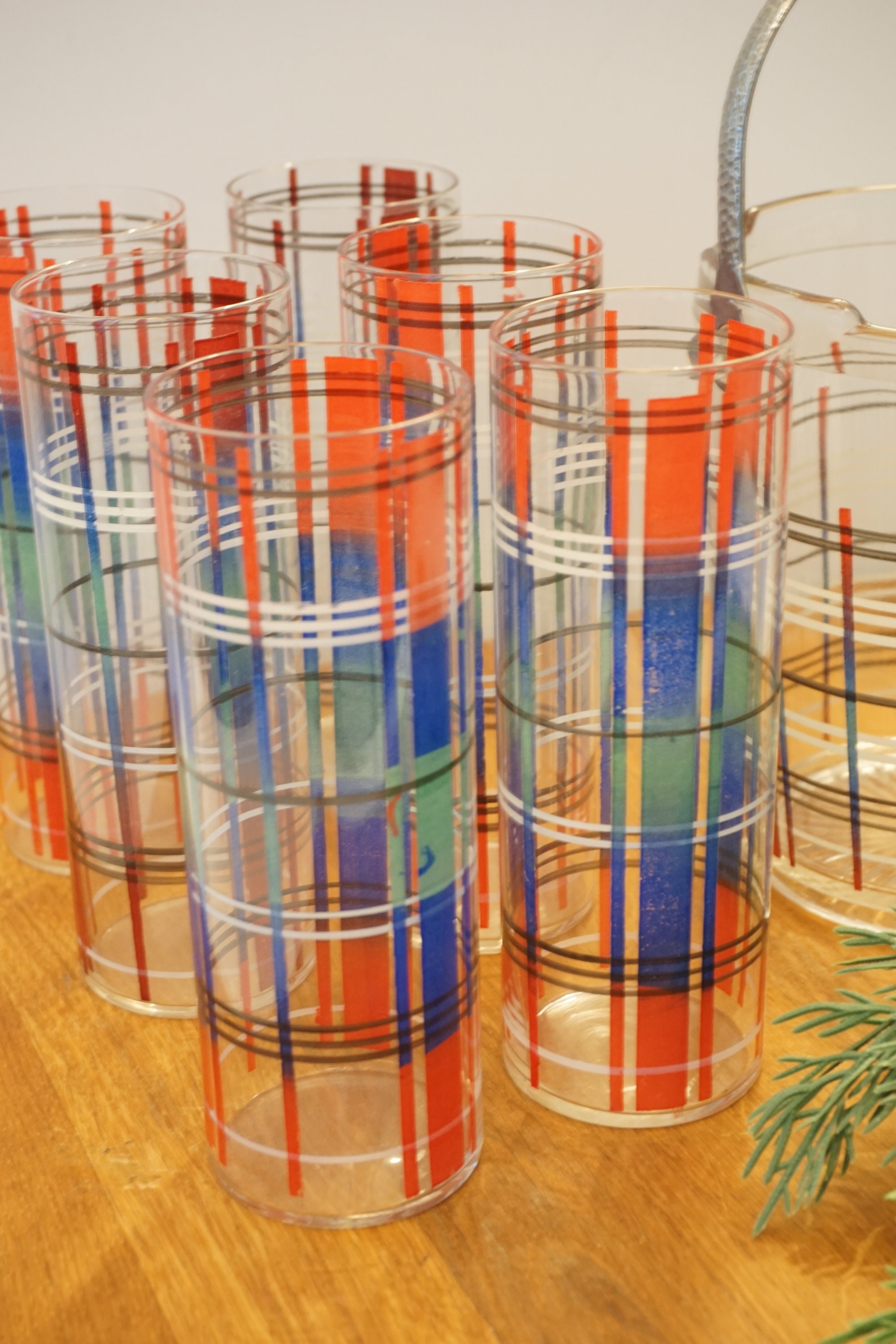 Tartan Plaid Ice Bucket & Tumbler Glasseschristmas Glasswarecocktail ...