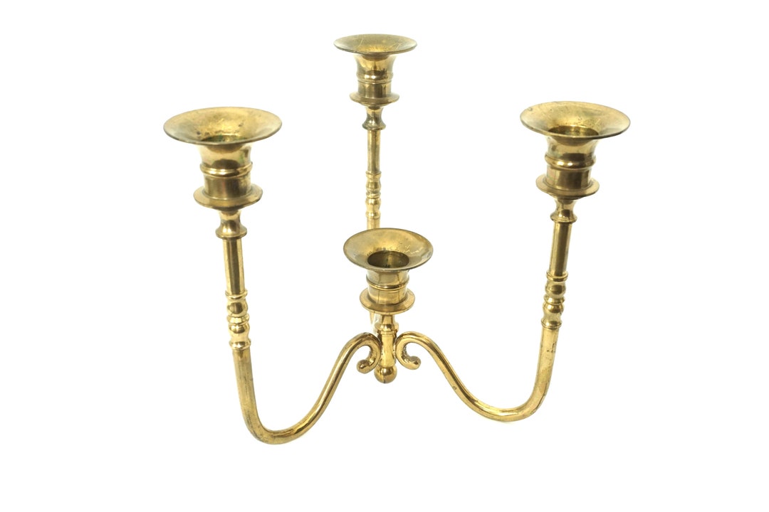 Brass Candlelabra--4 Arm Brass Candleholder--brass Candle Centerpiece ...