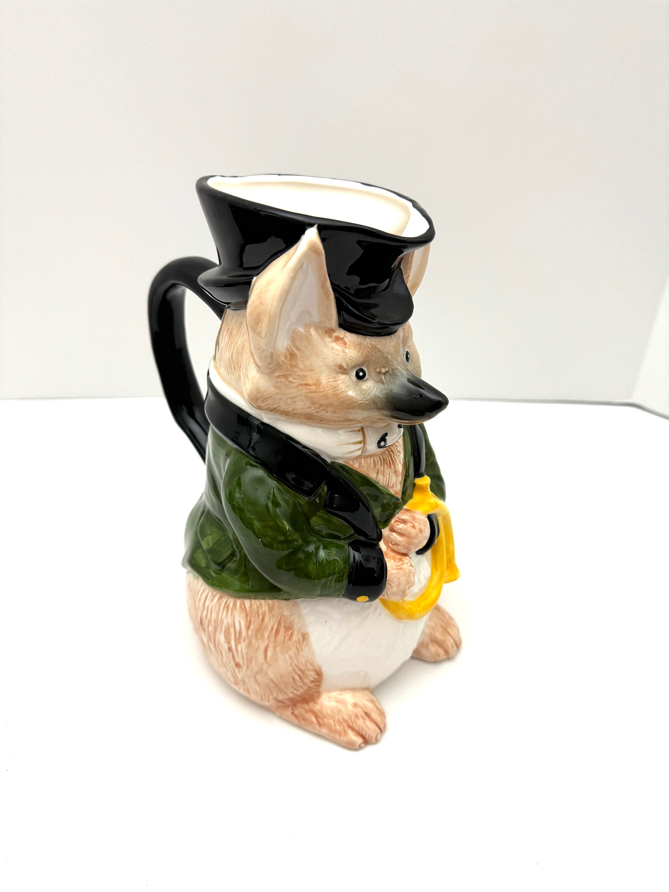 Fitz and Floyd 1986 Fox Hunt Horn Pitcher--ceramic Fox Decanter--ff Fox ...