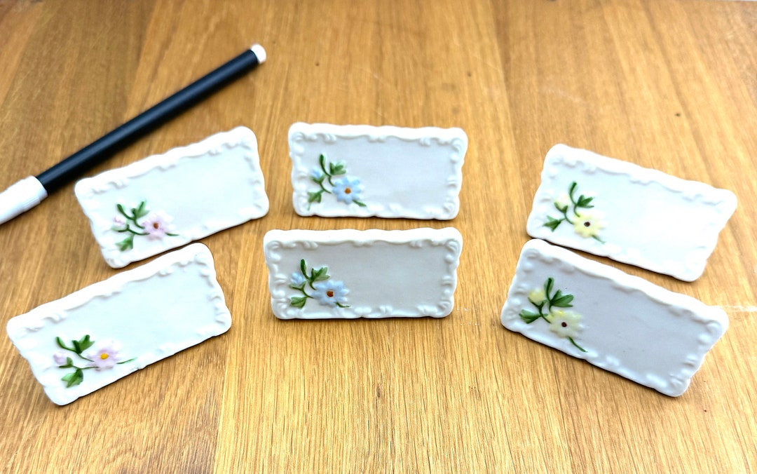 Set of 6ceramic Flower Placecardsstafford Design Placecard - Etsy