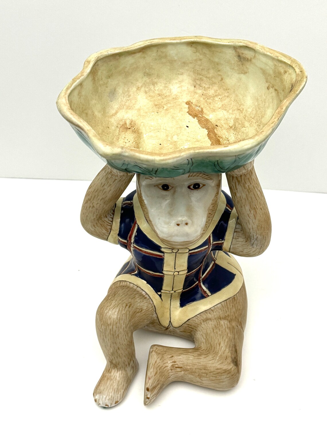 VTG Ceramic Monkey With Bowl Over Head--monkey Dish--chinoiserie Bowl ...