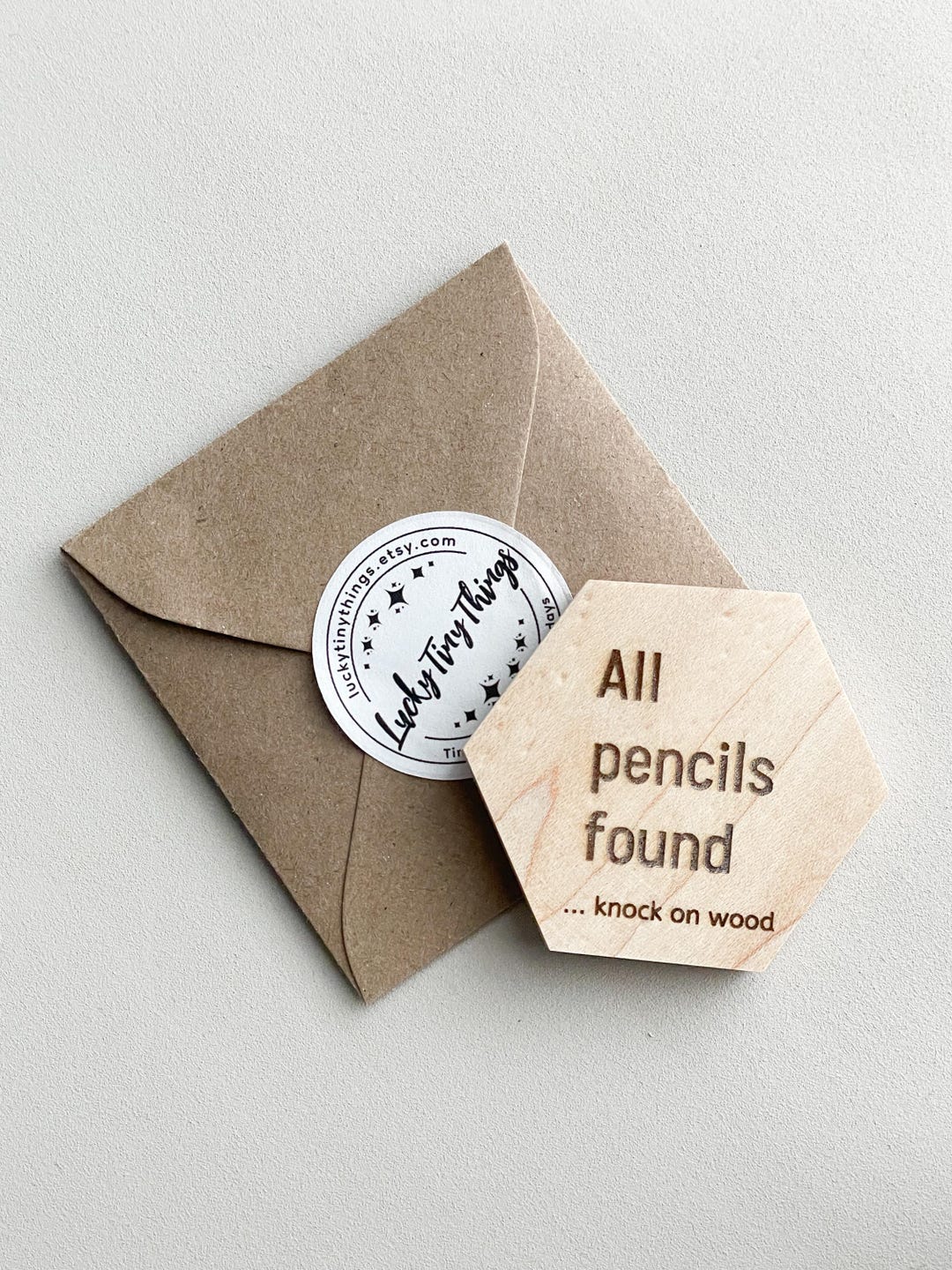 Engraved Solid Wood Magnet - All Pencils Found ...knock on Wood - Good ...