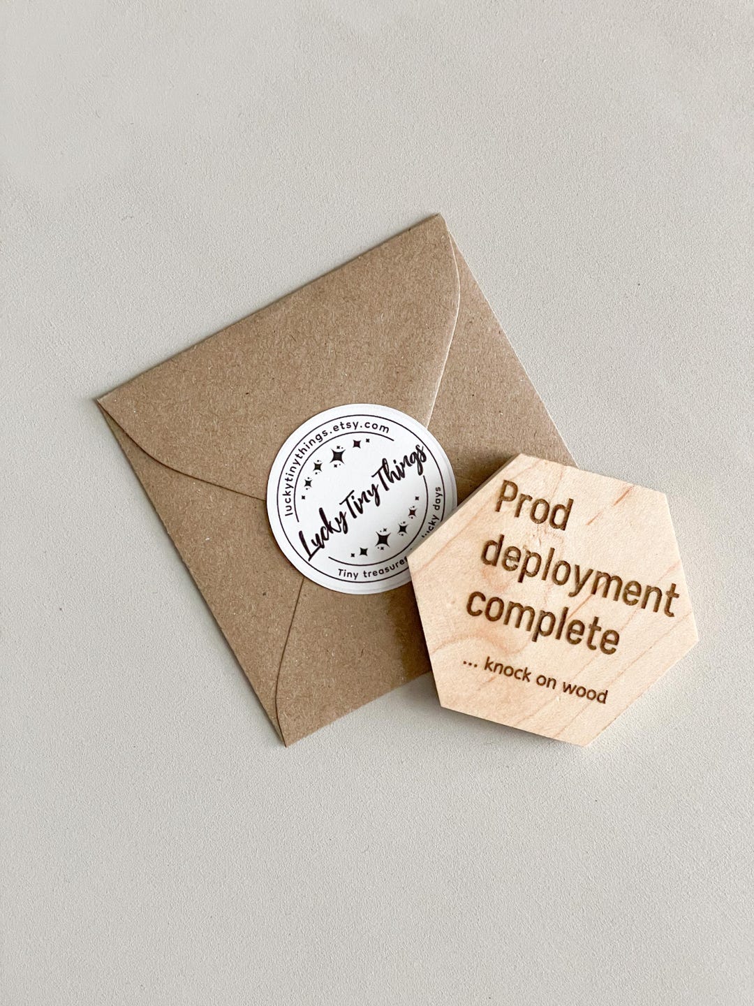 Engraved Solid Wood Magnet - Prod Deployment Complete …knock on Wood ...