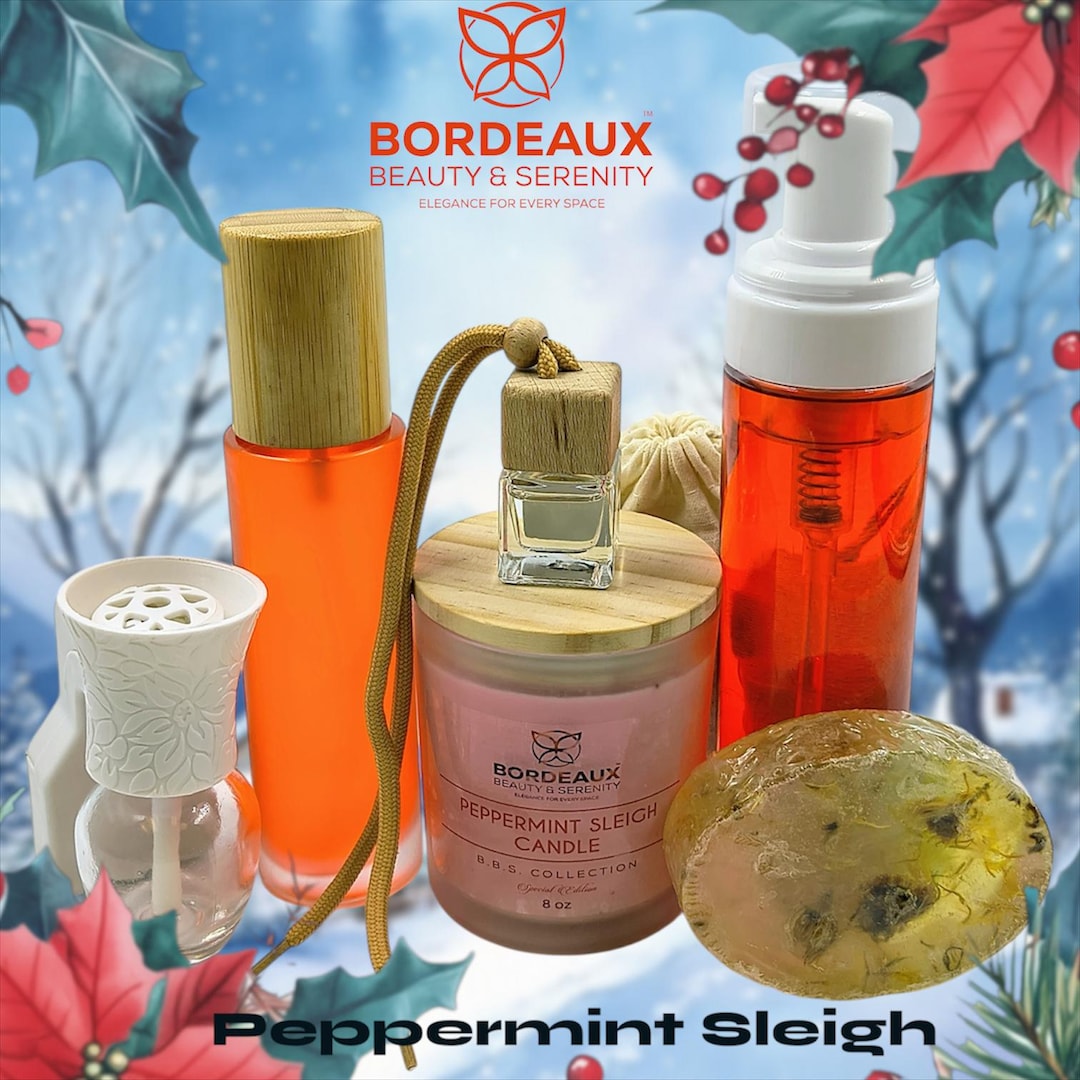 Peppermint Sleigh Fragrance Set With Candle, Room Mist, Plugin, Car ...
