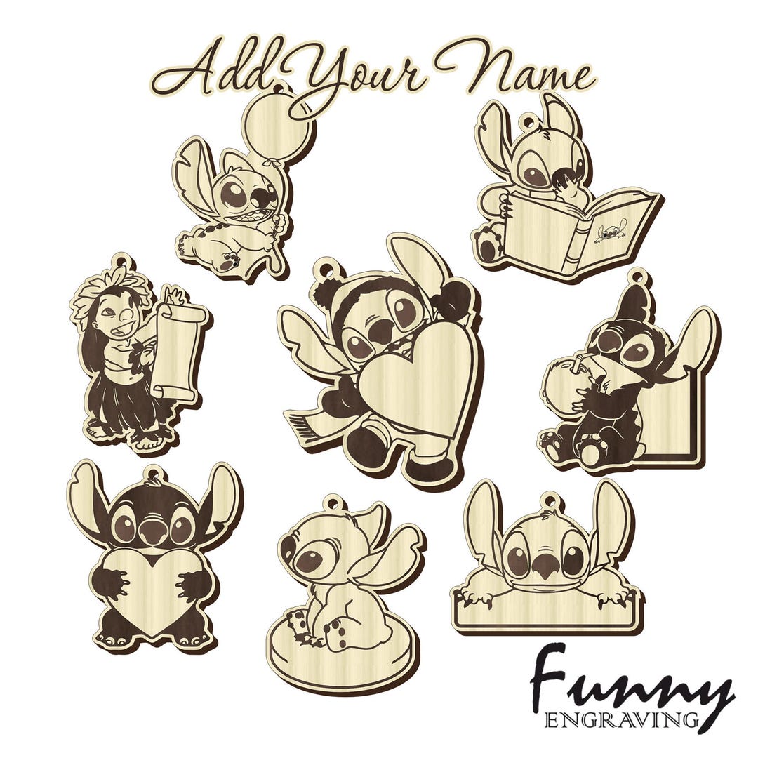 Cute Blue Alien Laser Cut File, Personalized Gift for Kids, Set of 8 ...