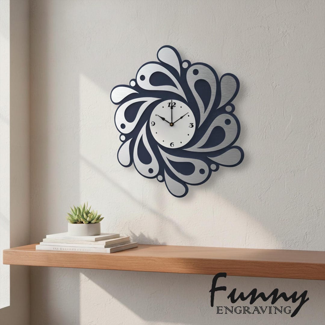 Modern Swirl Wall Clock SVG | Decorative Laser Cut Clock | Wall Decor ...