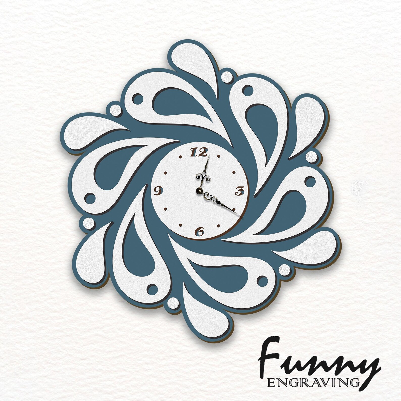 Modern Swirl Wall Clock SVG | Decorative Laser Cut Clock | Wall Decor ...