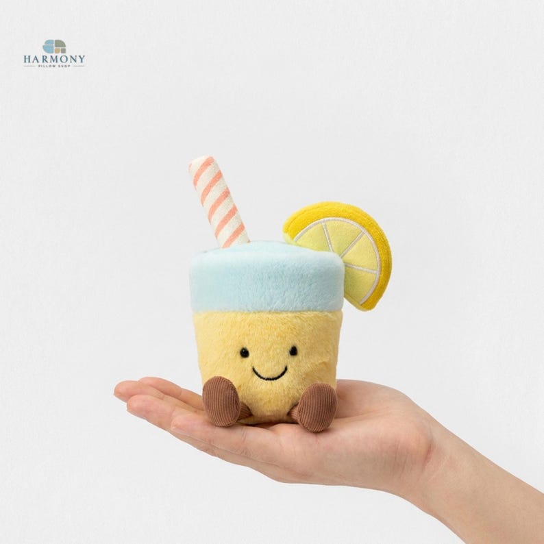 Kawaii Lemonade Plushie, Corduroy Feet, Tiny Desk Decor - Etsy