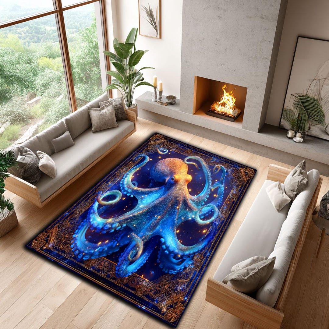 Colorful Octopus Area Rug: Vibrant Ocean Creature Design - Etsy