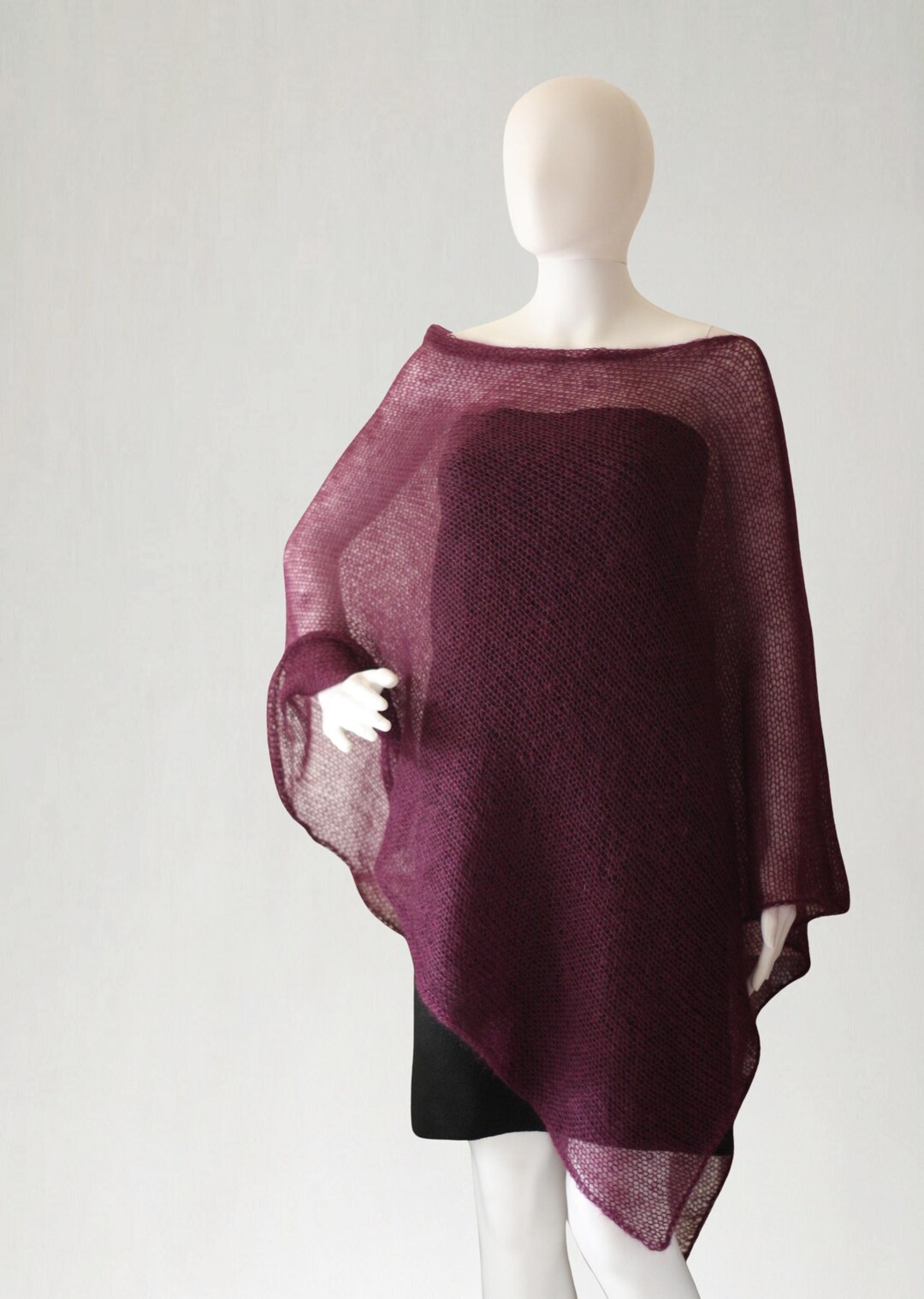 Burgundy Poncho, Mohair Poncho, Gift for Her, Handmade, Ready to Ship ...