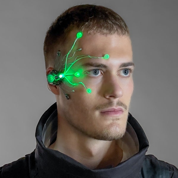 Self-design Luminous Cyberpunk Half-face Mask, Futuristic Mask With ...