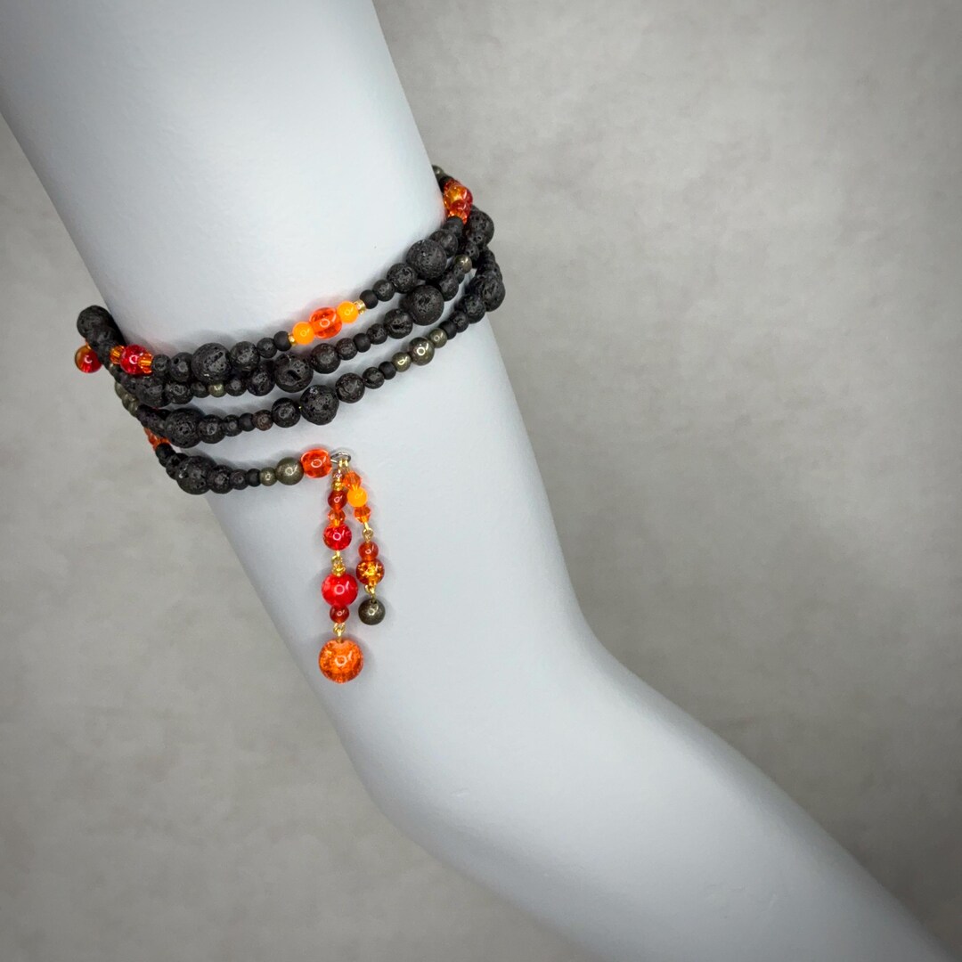 Eruption Arm Band With Lava Beads, and Glass Beads - Etsy