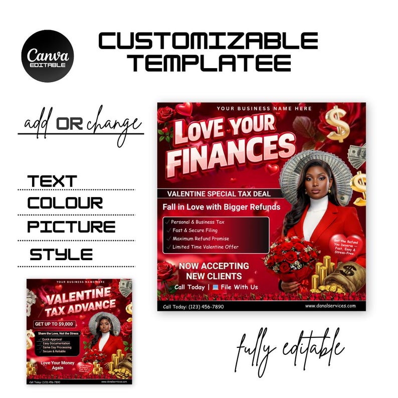 Valentine's Day Tax Prep Flyer Bundle, Accountant Marketing (canva ...