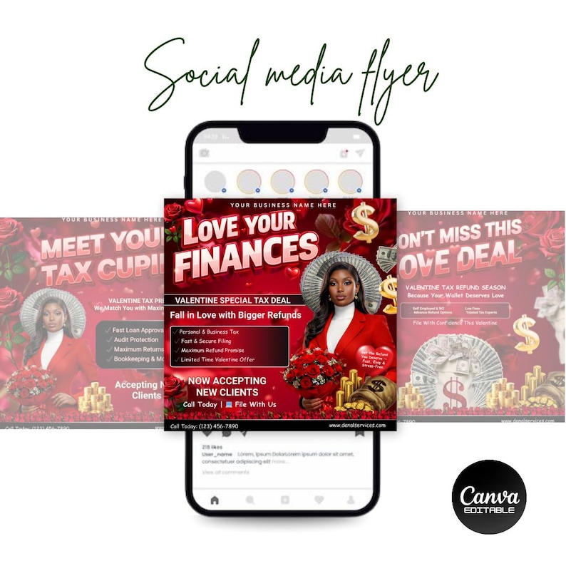 Valentine's Day Tax Prep Flyer Bundle, Accountant Marketing (canva ...