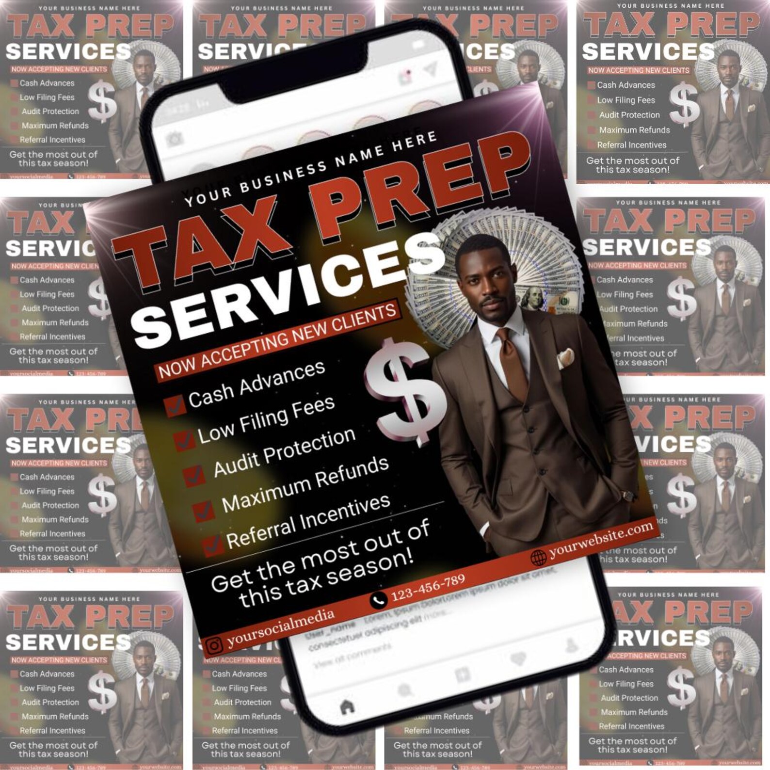 Tax Prep Flyer, Accountant Marketing, Editable Canva Template (digital ...