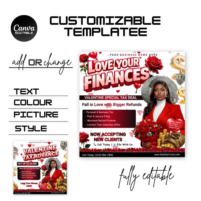 Valentine's Day Tax Prep Flyer Bundle, Accountant Marketing (canva ...