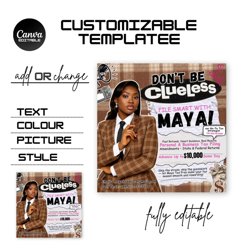 Tax Prep Flyer Template, Clueless Tax Flyer, Tax Preparation Flyer, Tax ...