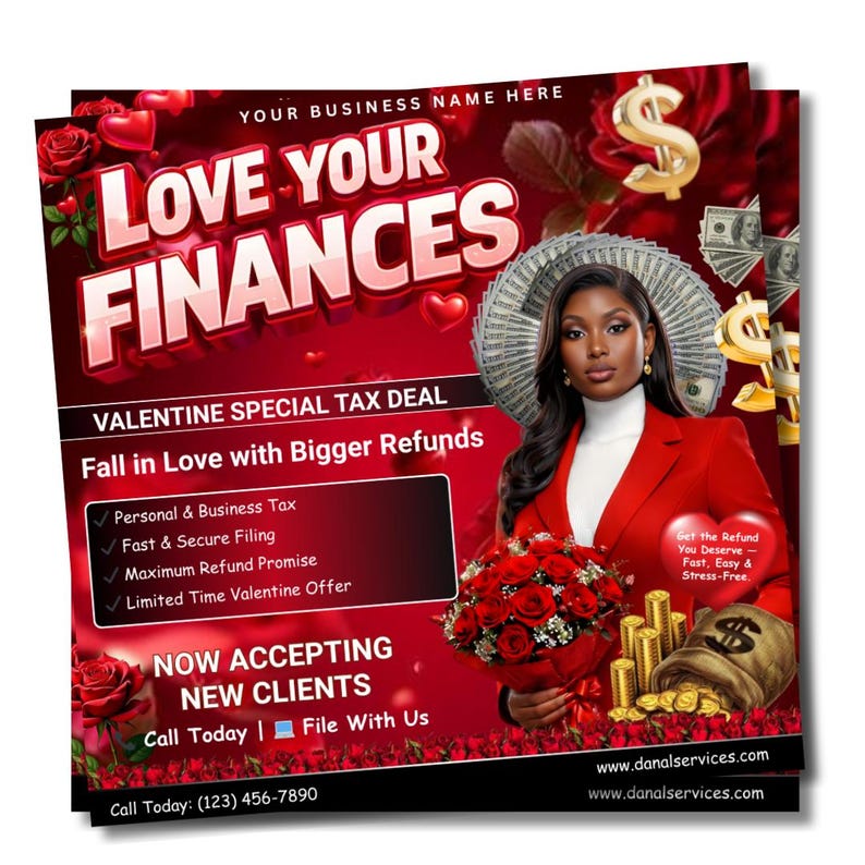 Valentine's Day Tax Prep Flyer Bundle, Accountant Marketing (canva ...