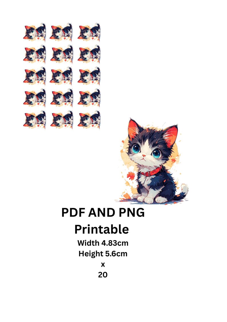 Printable Cat Stickers – Digital PNG & PDF Labels for Crafts, Tumblers ...